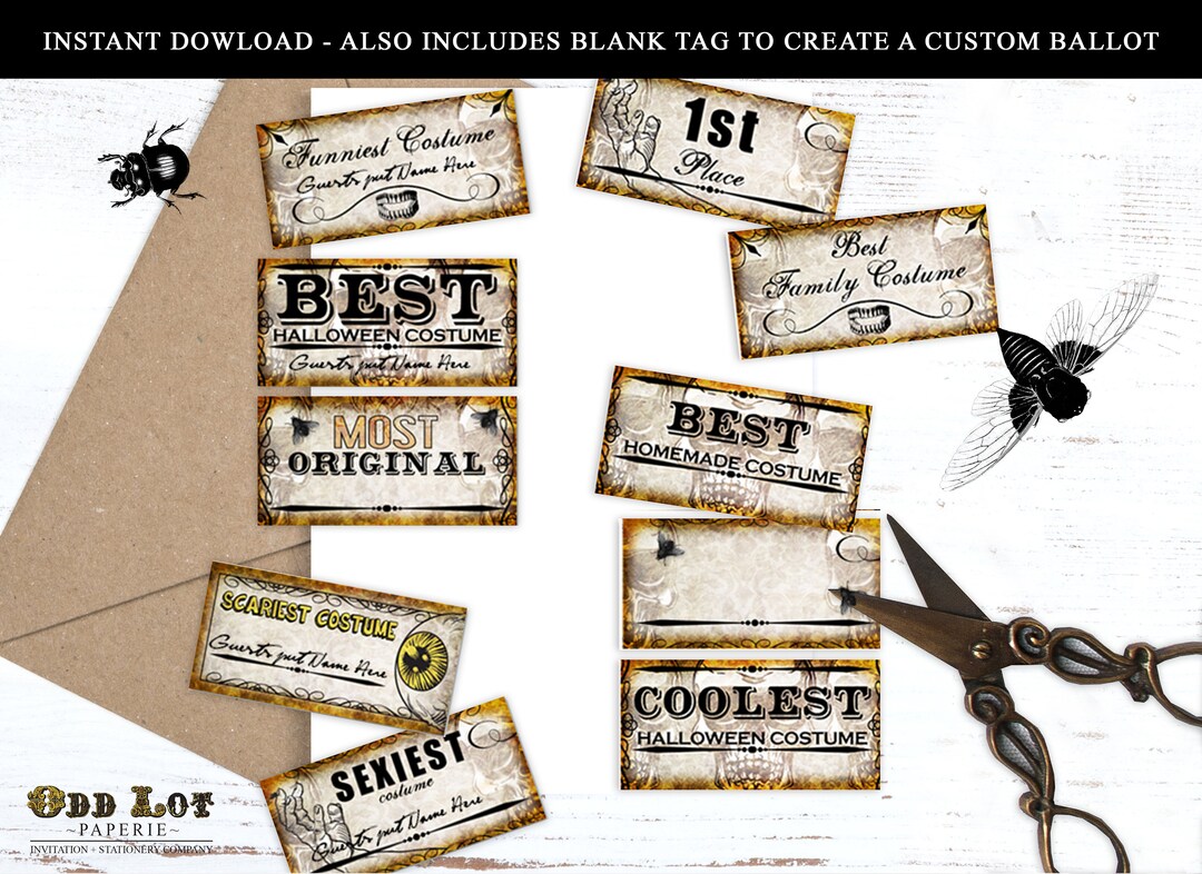 Halloween Entry Ballots, Halloween Costume Contest Labels, Halloween ...