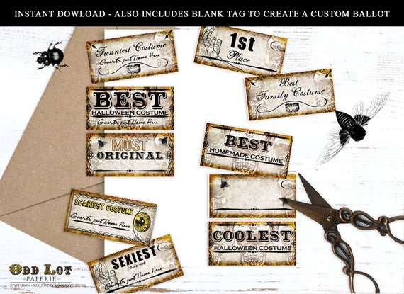 Halloween Entry Ballots, Halloween Costume Contest Labels, Halloween ...