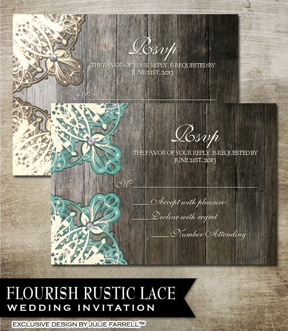 Rustic Lace Wedding Invitation and RSVP Etc Digital - Etsy