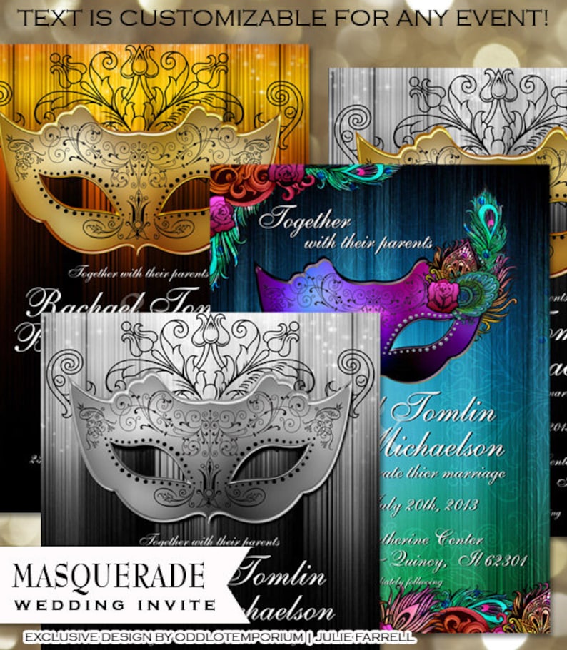Masquerade Invitation Printable Masquerade Party Invitation - Etsy
