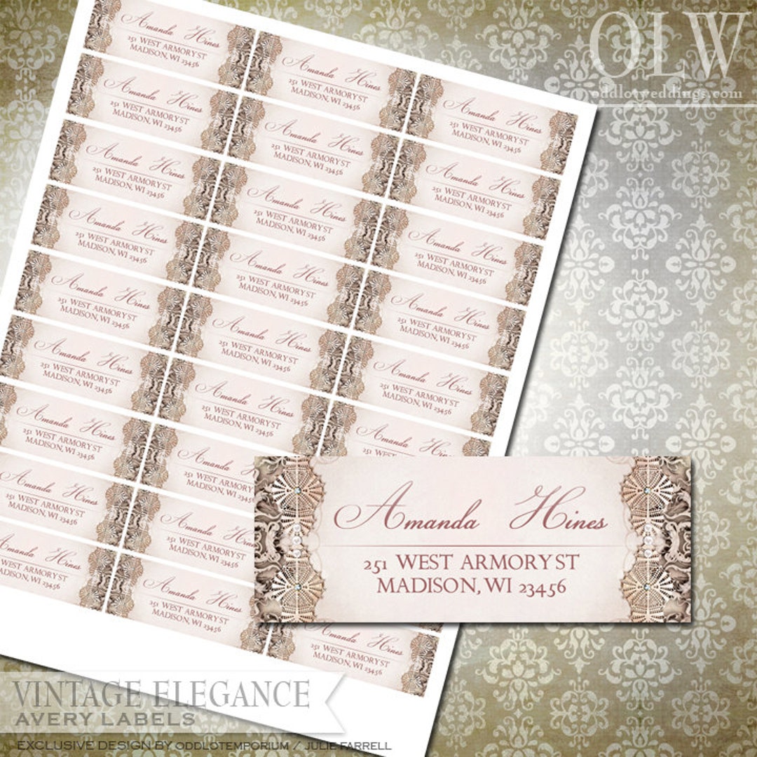 Victorian Address Labels: Pink Ornate Flourish, DIY Avery Labels ...