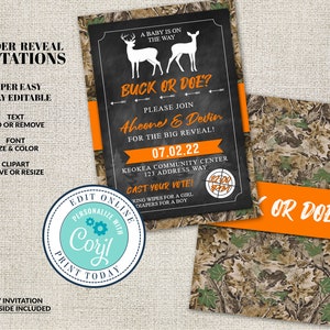 Buck and Doe Gender Reveal Party Invitation, Gender Reveal, Hunting ...