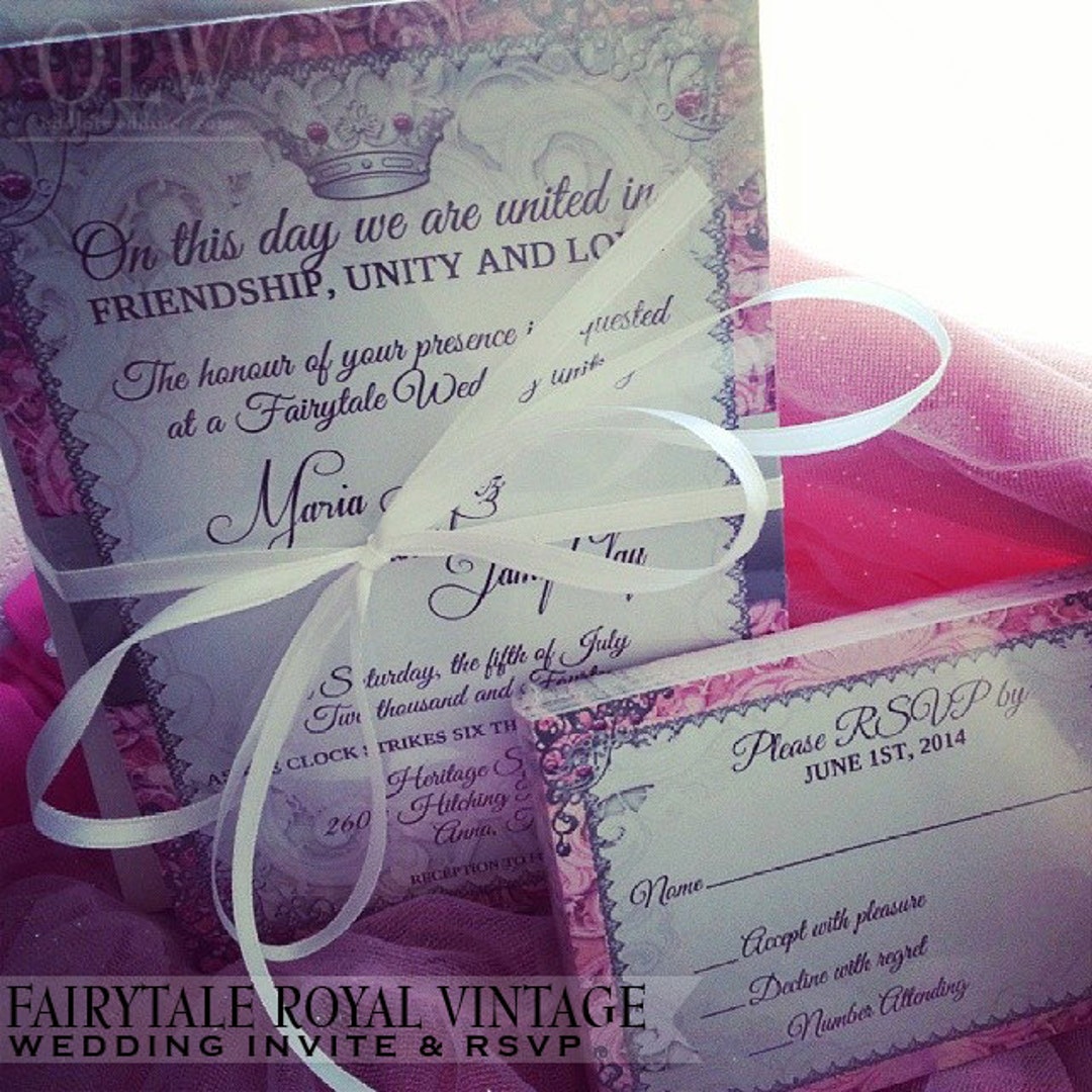 Fairytale Princess Wedding Invitation: Vintage Royal Design (digital or ...
