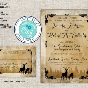 Hunting Wedding Invitation, Camo Wedding, DIY Editable Wedding ...