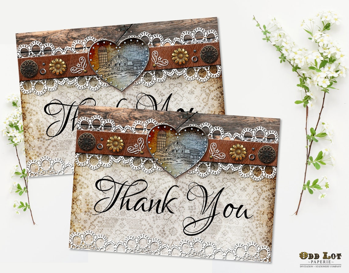 Rustic Thank You Card Printable Wedding Thank You Card | Etsy