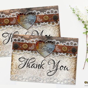 Rustic Thank You Card Printable, Wedding Thank You Card, Shower Thank ...