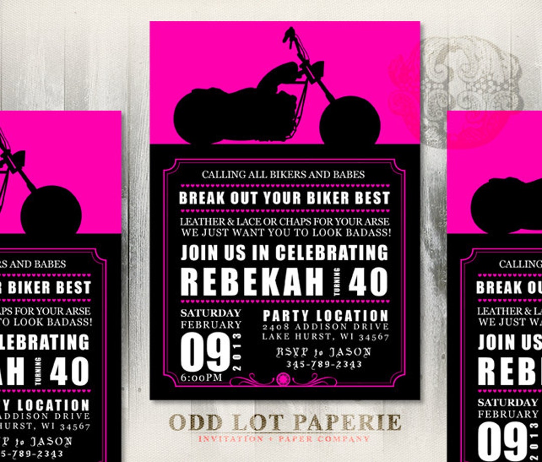 Biker Motorcycle Birthday Invitation DIY Printable Digital Invitation ...
