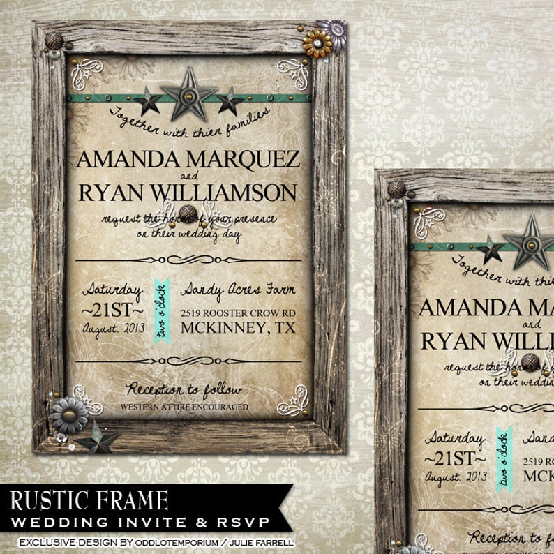 Rustic Wood Wedding Invitation. Features Wood Elements With - Etsy