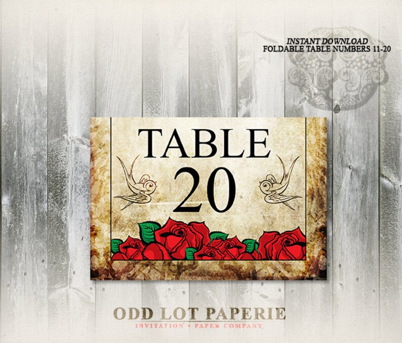 Printable Table Number Folded Cards DIY Table Number Card - Etsy