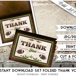 Printable Thank You Card, Football Thank You Cards, Football Card ...