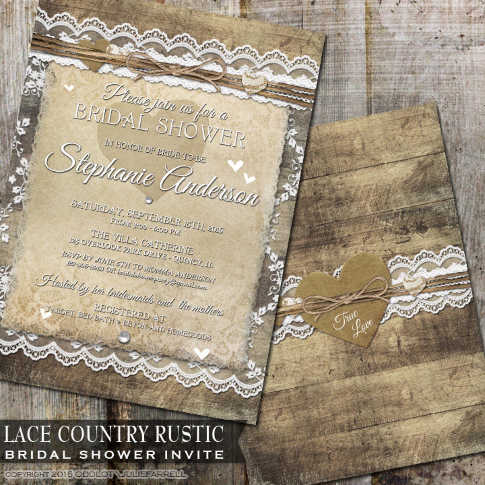 Rustic Bridal Shower Invitation Country Wedding Shower | Etsy