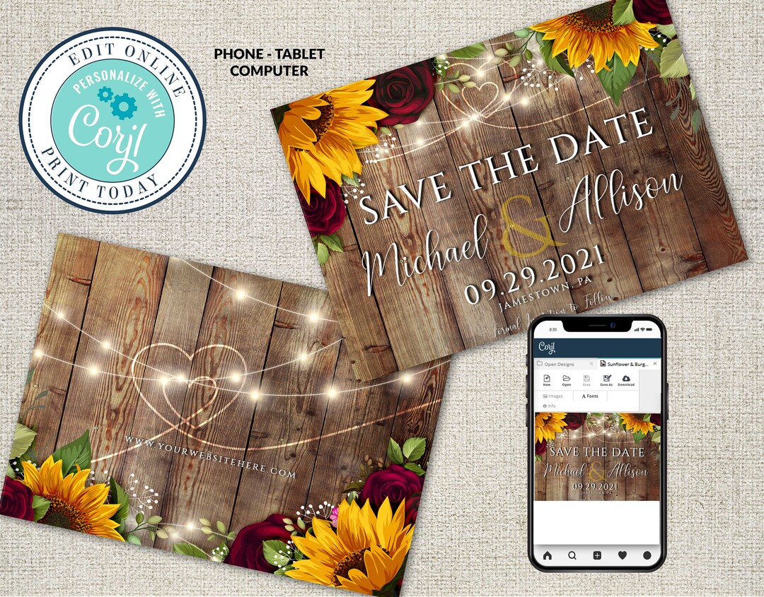 Save the Date Template, Wedding Announcement, Rustic Wedding, Rustic ...