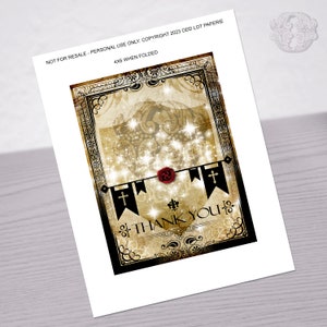 Medieval Inspired Thank You Card, Party Printable, DIY Greeting Card ...
