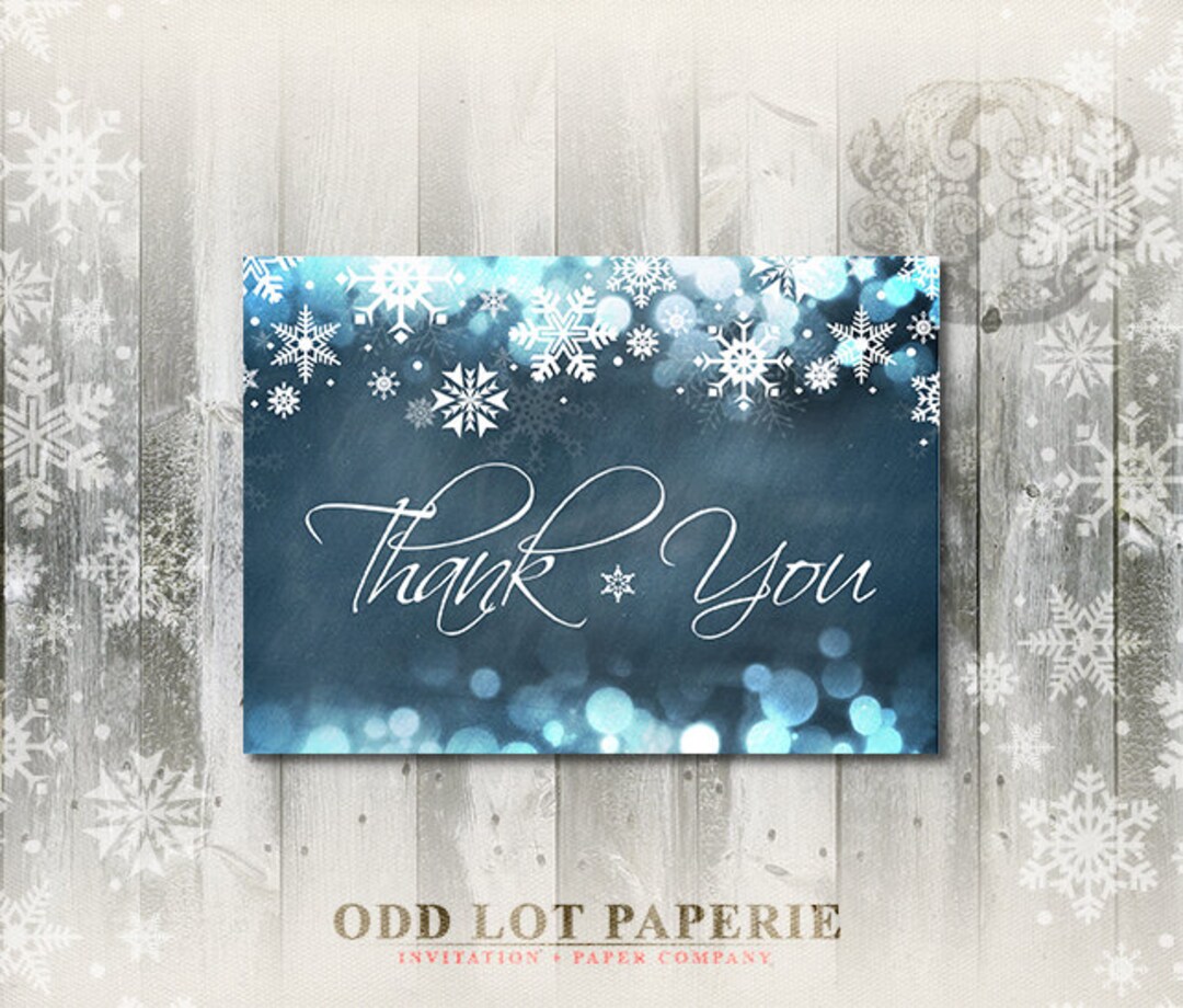 Snowflake Thank You Cards, Winter Wonderland, Chalkboard Thank You ...