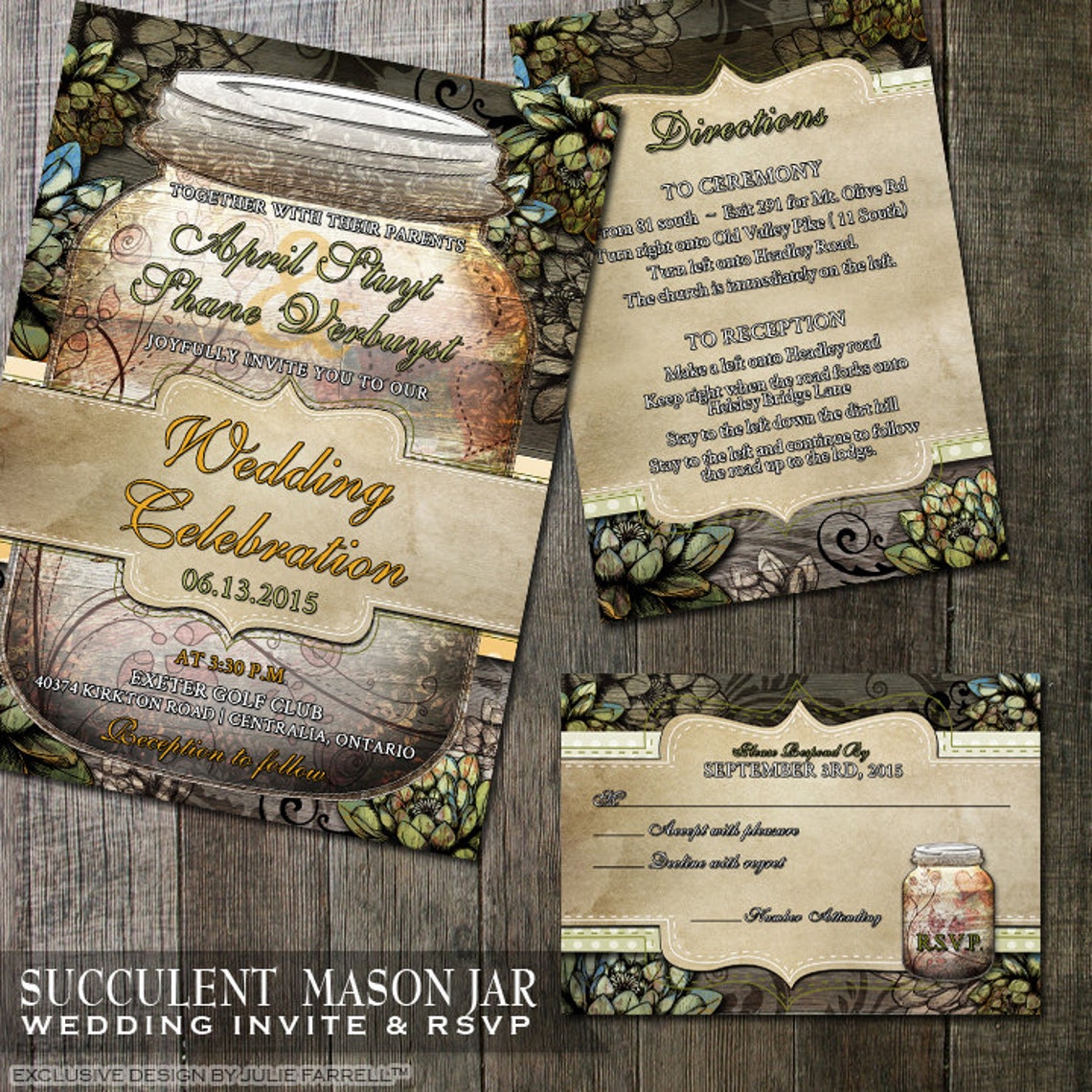 Mason Jar Wedding Invitation Rustic Wedding Country | Etsy
