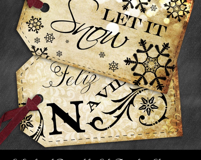 Black and White Christmas Tags, Printable Christmas Gift Tags ...