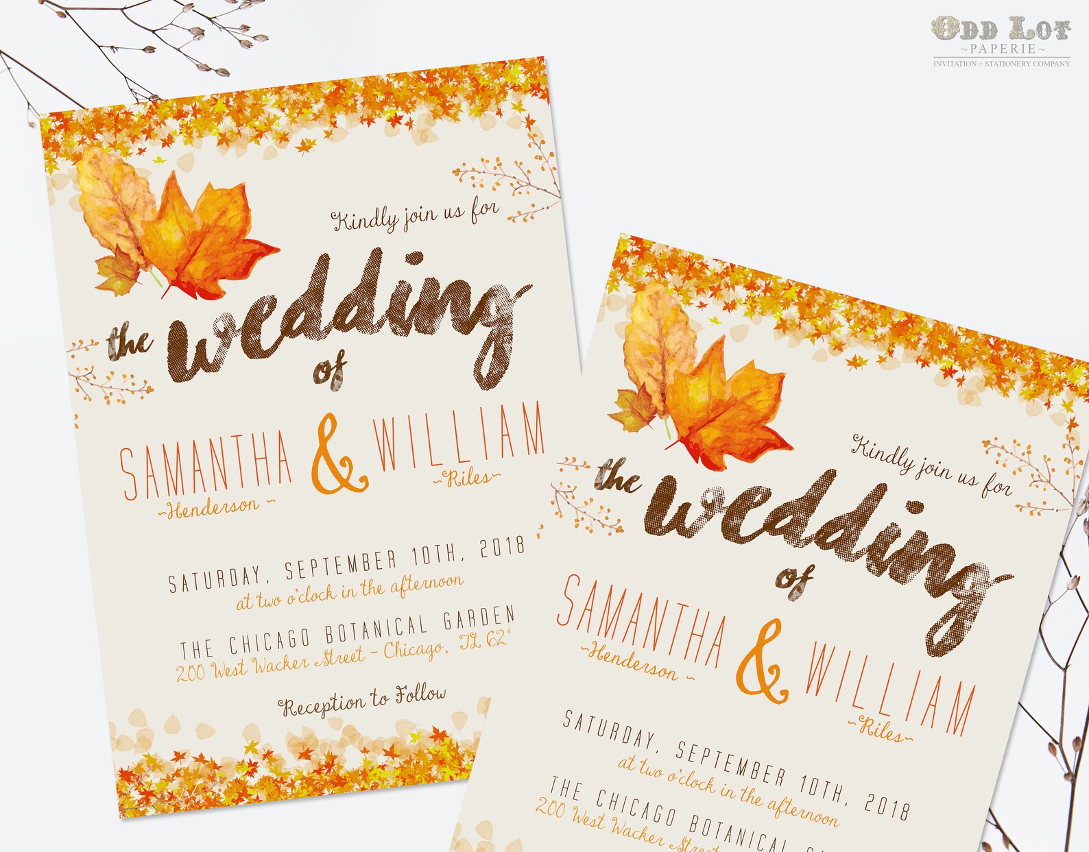 Autumn Wedding Invitation Set Fall Wedding Invitations DIY - Etsy