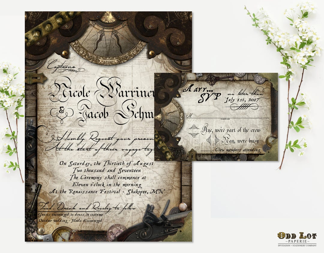 Nautical Pirate Wedding Invitation Suite (DIY Printable) - Etsy