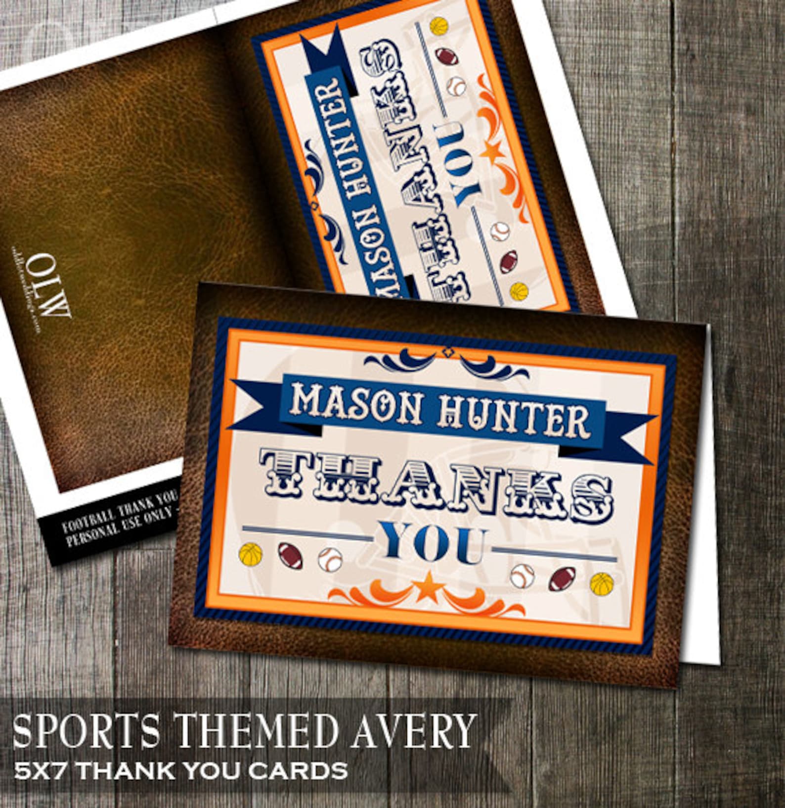 Sports Theme Thank You Card: Customizable Printable (PDF) - Etsy