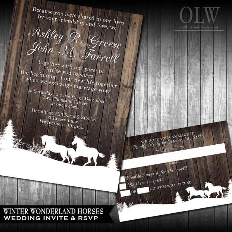Winter Wedding Invitations Rustic Winter Wedding Invitations - Etsy