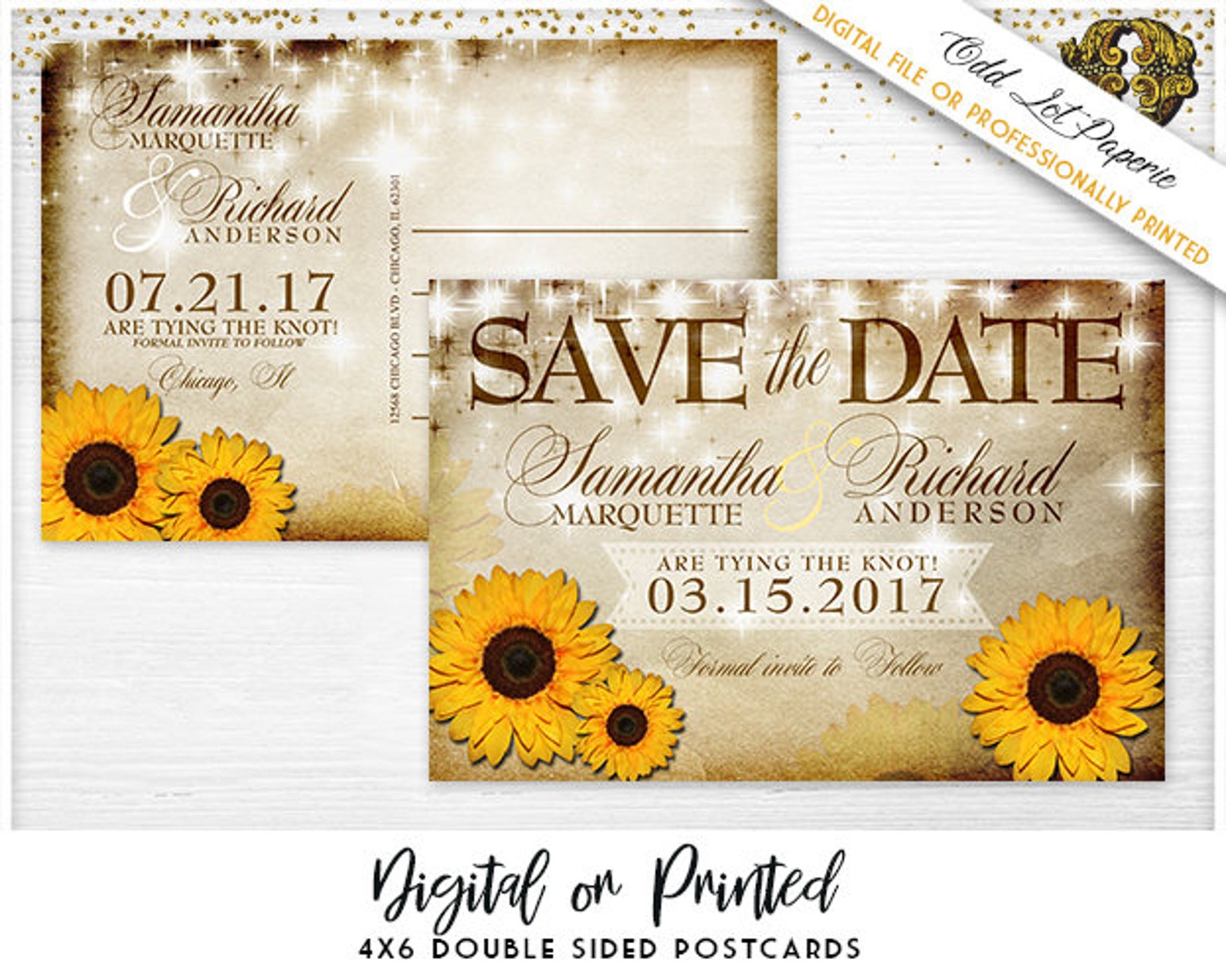 Rustic Sunflower Save the Date Postcards Yellow Sunflower - Etsy