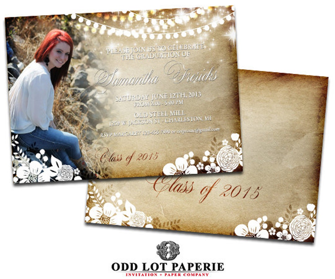 Rustic Graduation Invitation, Graduation Photo Invitation, Vintage ...