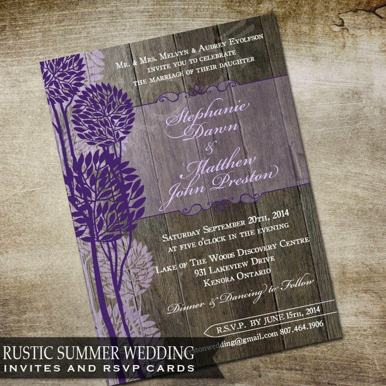Rustic Summer Wedding Trees Rustic Floral Invite and Rsvp - Etsy