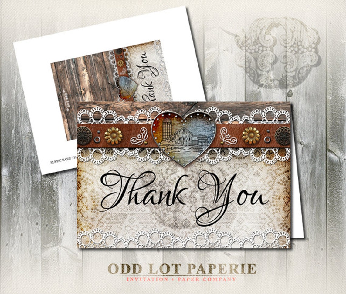 Rustic Thank You Card Printable Wedding Thank You Card | Etsy
