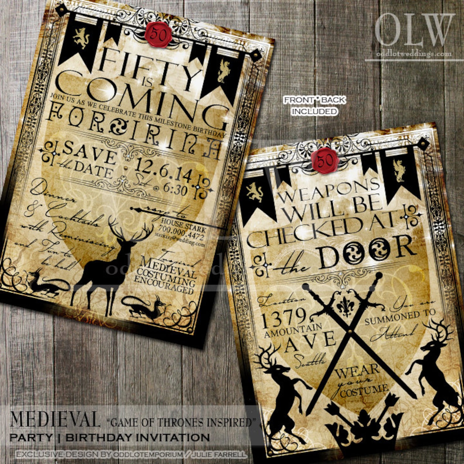 Birthday Party Invitation Printable Medieval Heraldic - Etsy