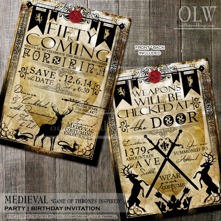 Birthday Party Invitation Printable Medieval Heraldic - Etsy