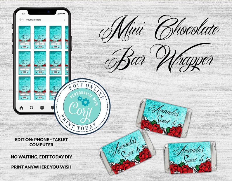 Printable Mini Chocolate Wrapper Rockabilly Tattoo Candy | Etsy