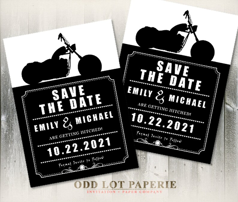 Biker Motorcycle Wedding Invitation Set Biker Invite RSVP - Etsy