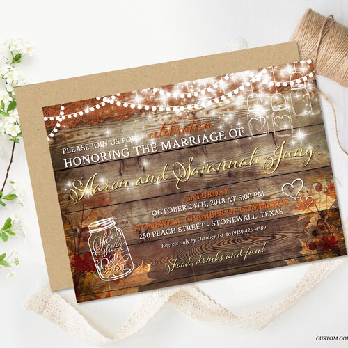 Rustic Fall Wedding Reception Invitation Country Rustic | Etsy