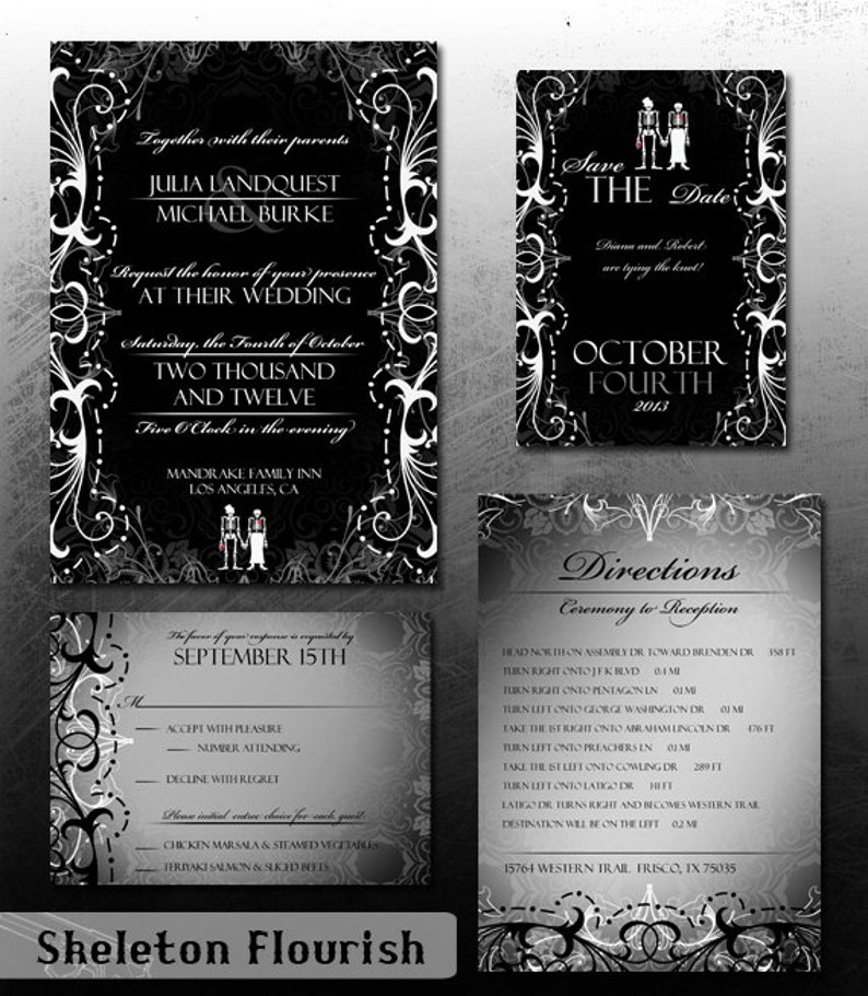Gothic Wedding Invitation Halloween Wedding Invite Set | Etsy