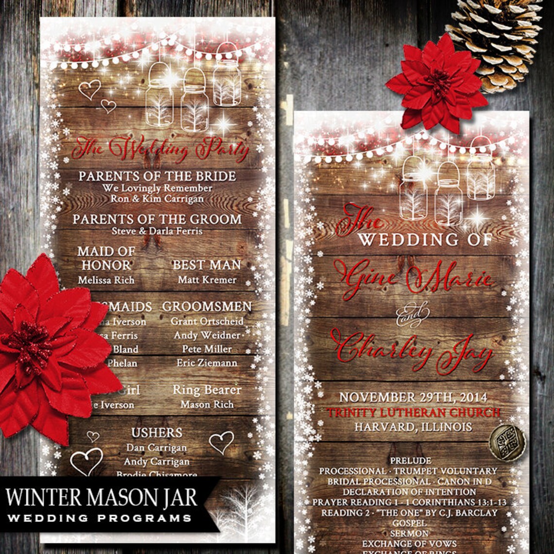 Rustic Winter Wedding Invitation Set Country Winter Invitation - Etsy
