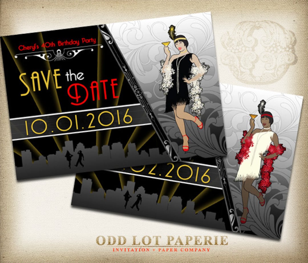 Flapper Save the Date, Roaring Twenties Save the Date, Printable Save ...