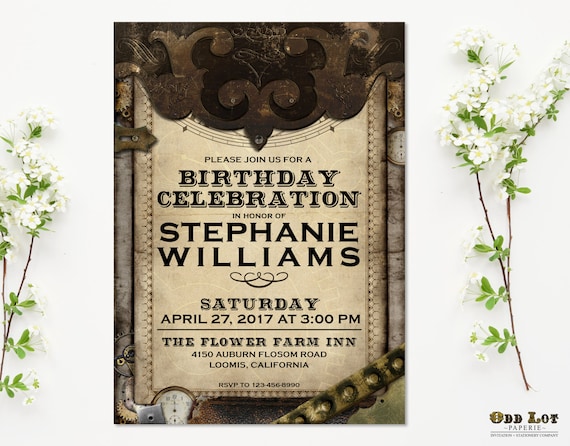 Steampunk Invitation, Steampunk Birthday Invitation, Printable Party ...