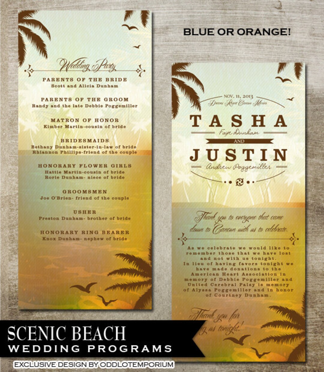 Tropical Beach Wedding Programs Destination Wedding Programs Any Color ...
