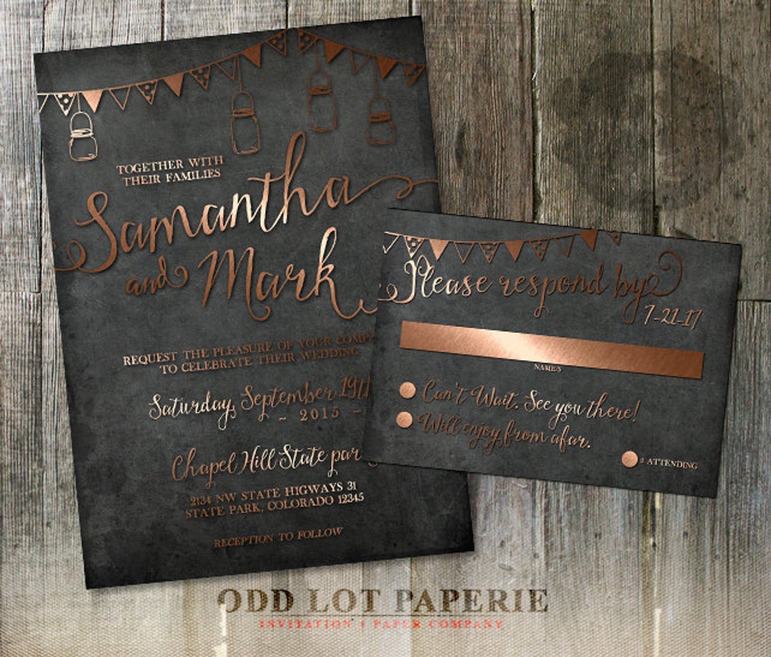 Industrial Rustic Invitation, Industrial Chic, Chalkboard Wedding ...