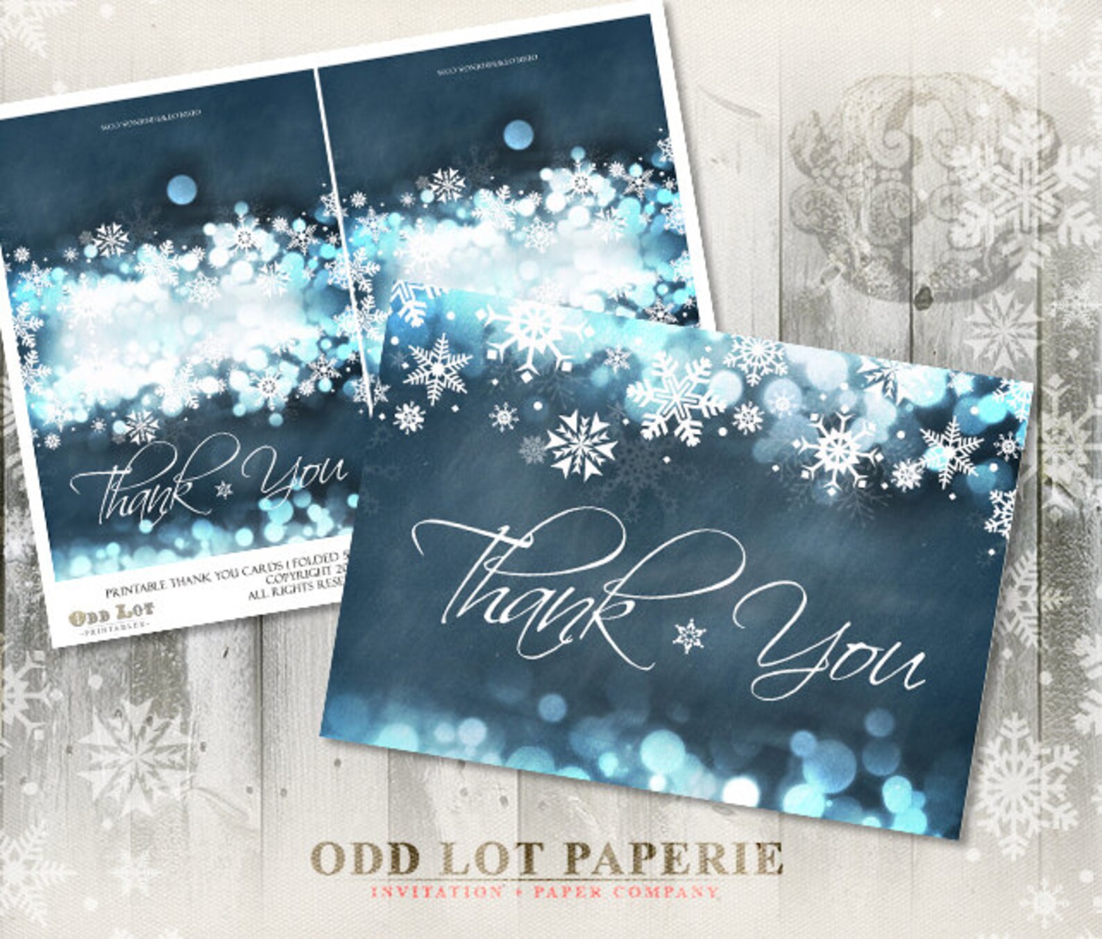 Snowflake Thank You Cards Winter Wonderland Chalkboard Thank - Etsy