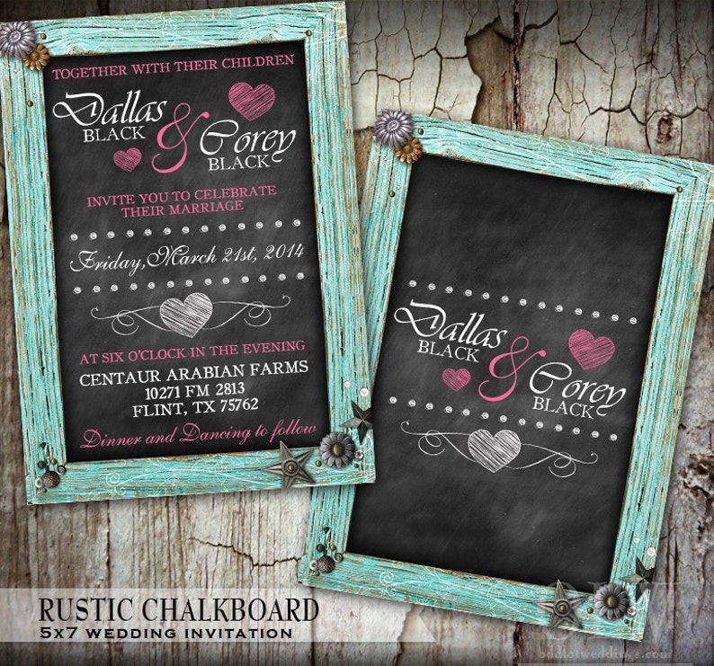 Chalkboard Wedding Invitation Set Chalk Wedding Stationery - Etsy