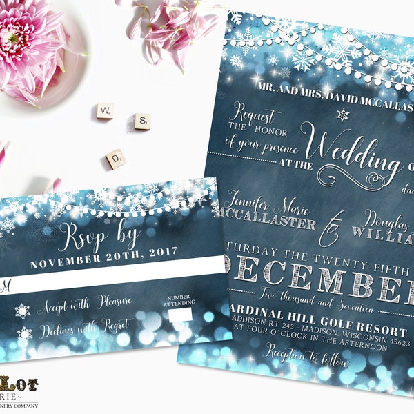 Snowflake Wedding Invitation - Etsy