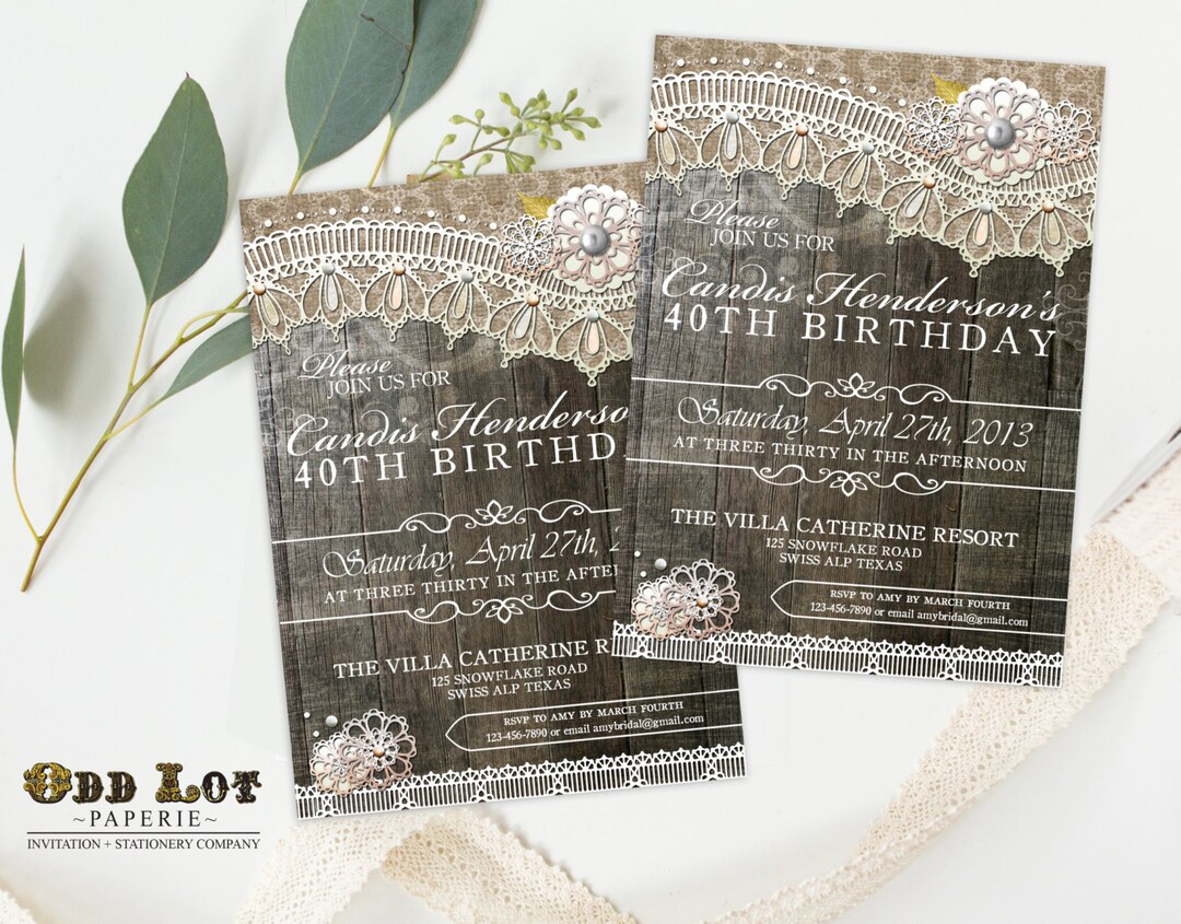 Rustic Lace Wedding Invitation DIY Wedding Invitation Rustic Lace and ...