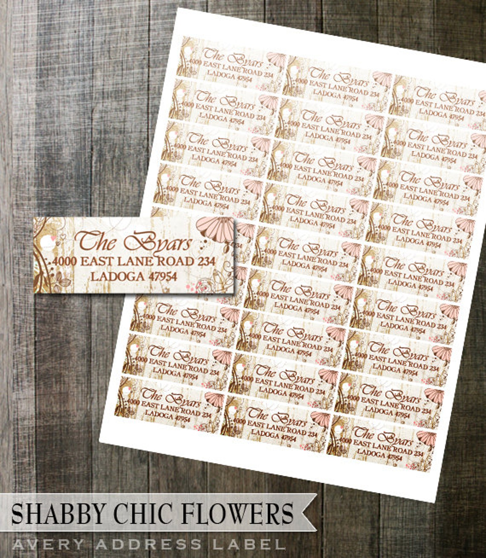 Shabby Chic Floral Address Labels: Rustic Wedding (digital File) - Etsy