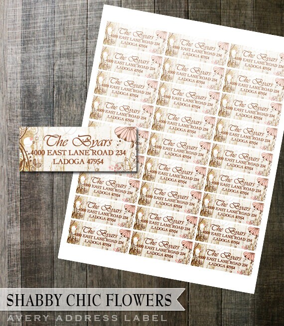 Shabby Chic Floral Address Labels: Rustic Wedding (digital File) - Etsy