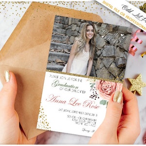 Boho Graduation Party Invitation, Bohemian Floral, Floral Graduation ...