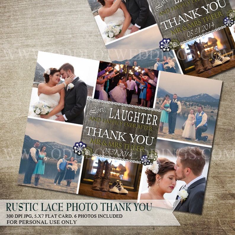 Rustic Thank You Photo Card Photo Collage Thank You Card - Etsy