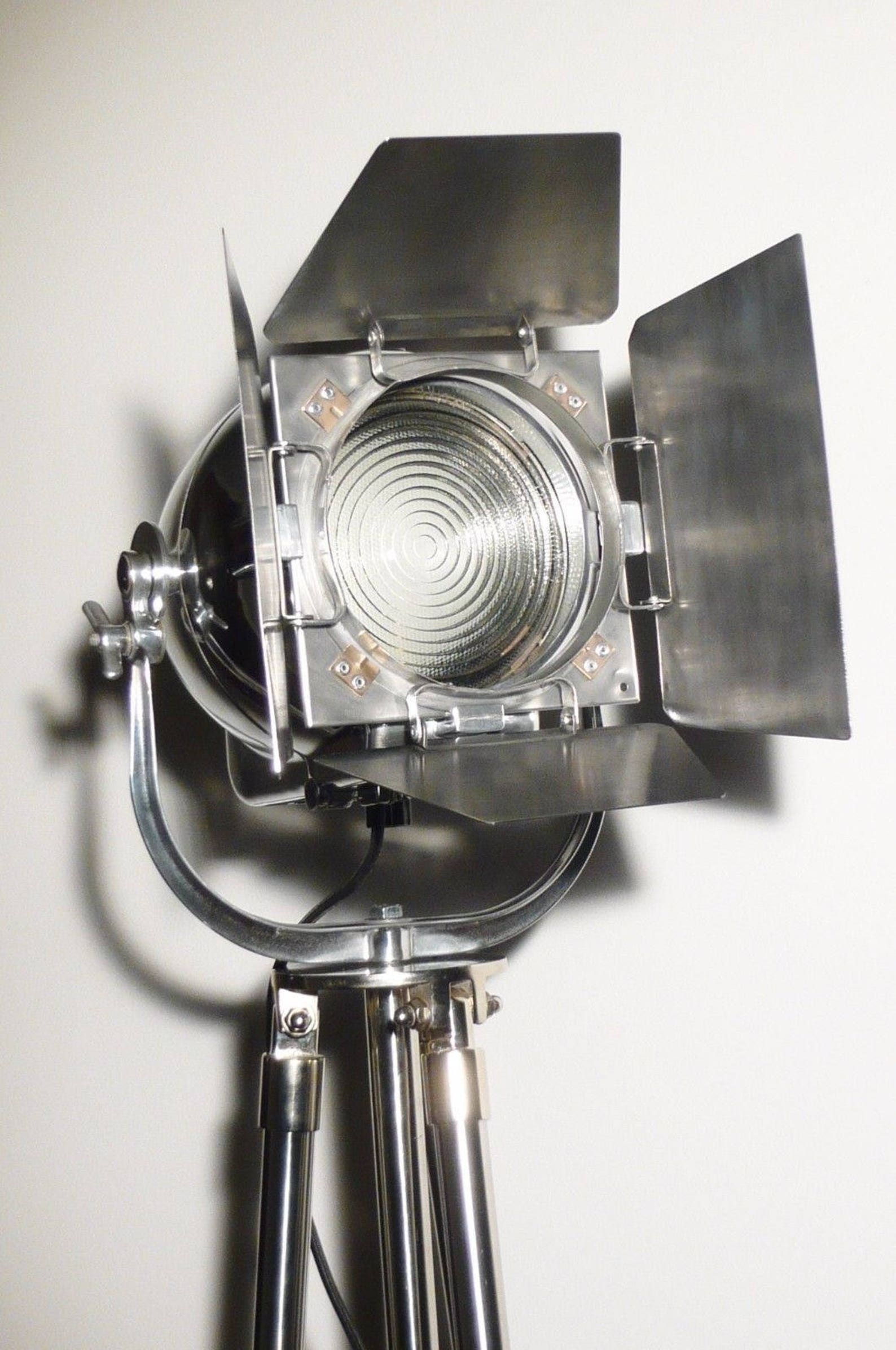 Vintage British Film Floor Lamp, Polished Metal Tripod, 1950s Strand ...