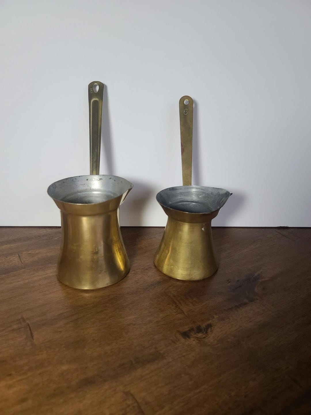 Vintage Brass Dipper Ladle Pourer With Side Spout - Tin Coated Inside ...