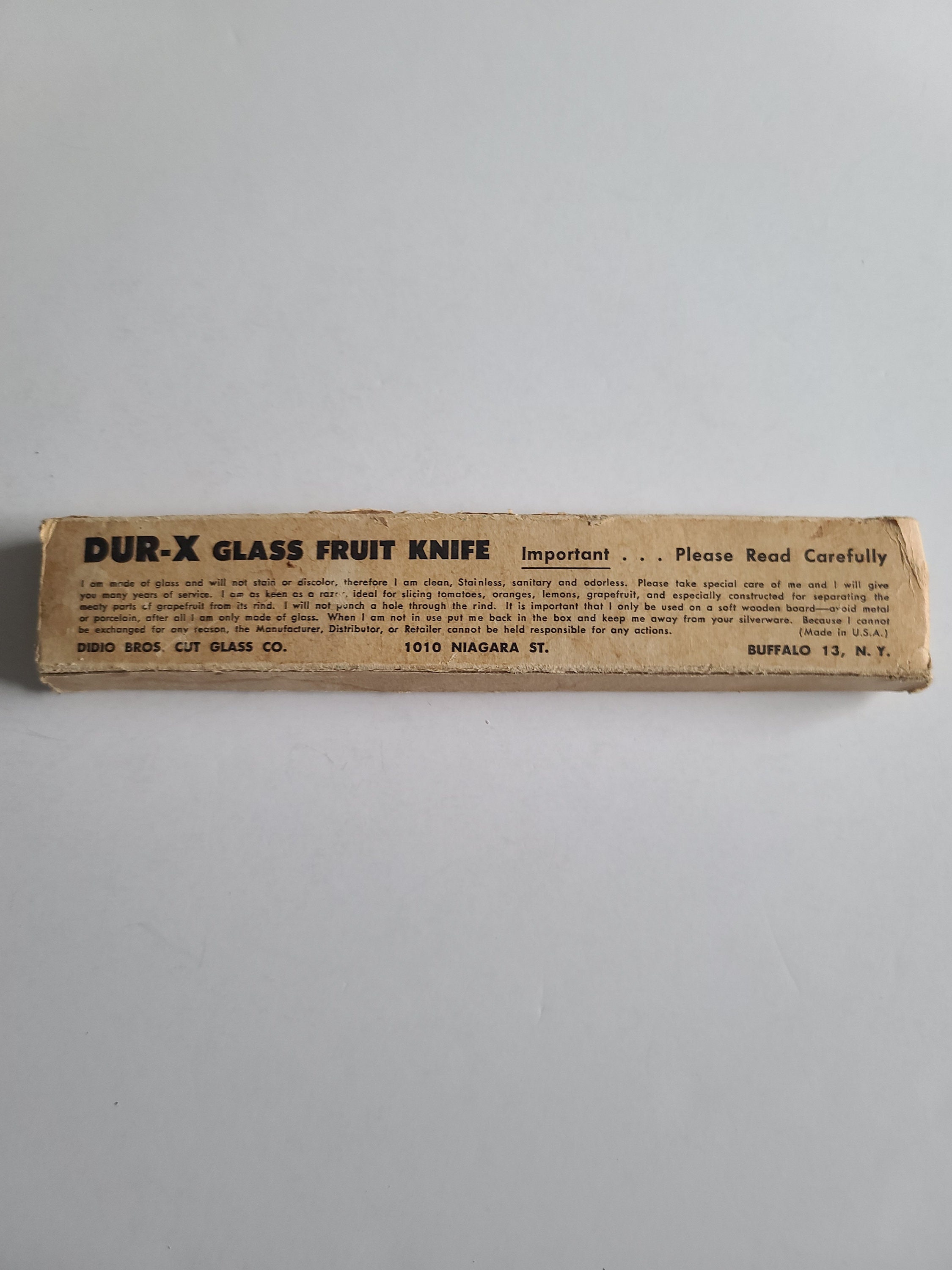 Vintage DUR-X Glass Fruit and Cake Knife Didio Bros. Cut Glass Co ...